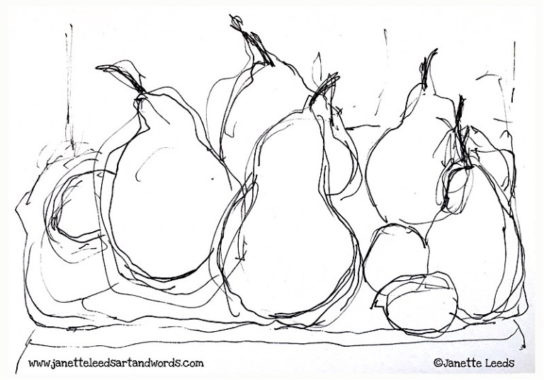 A Gathering of Pears – Ink Pen and Wash – Janette Leeds Art
